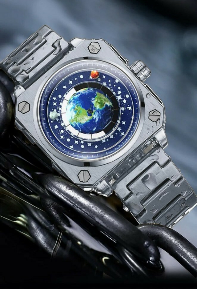 ChronoCosmos: Reloj astronómico en acero