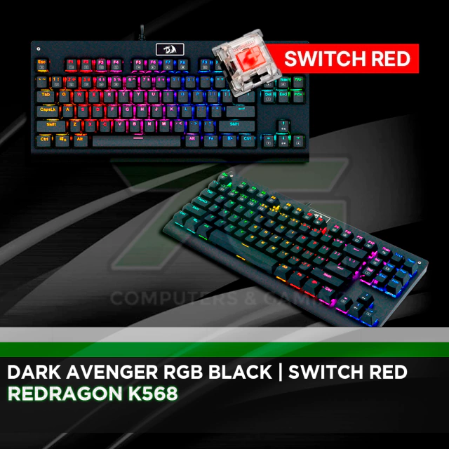 Redragon K568 Dark Avenger RGB Black Switch Red